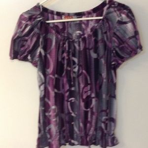 Carol Rose | Tops | Carol Rose Purple Gray Abstract Print Top Sz Lg ...
